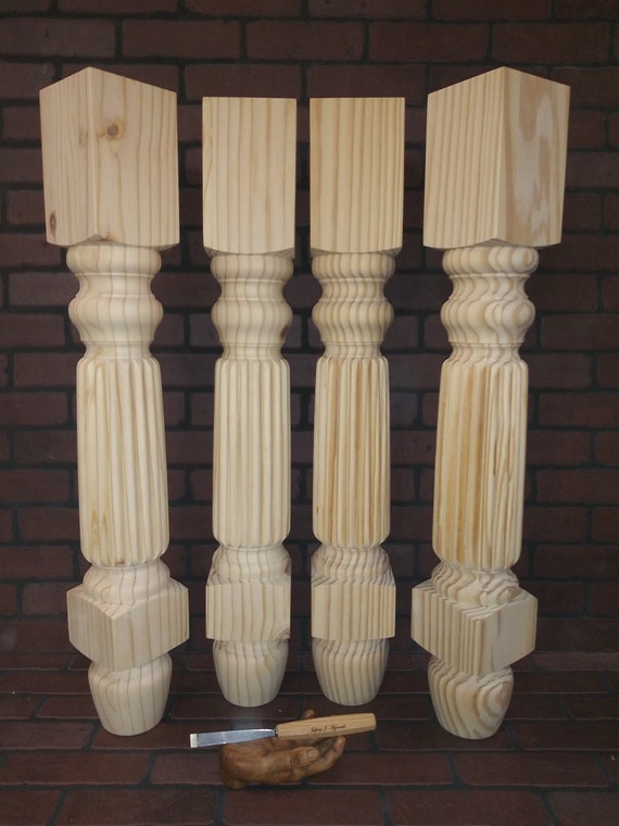 Genuine Hand Turned Reeded Island Table Legs 5 X 5 X 34 | Etsy