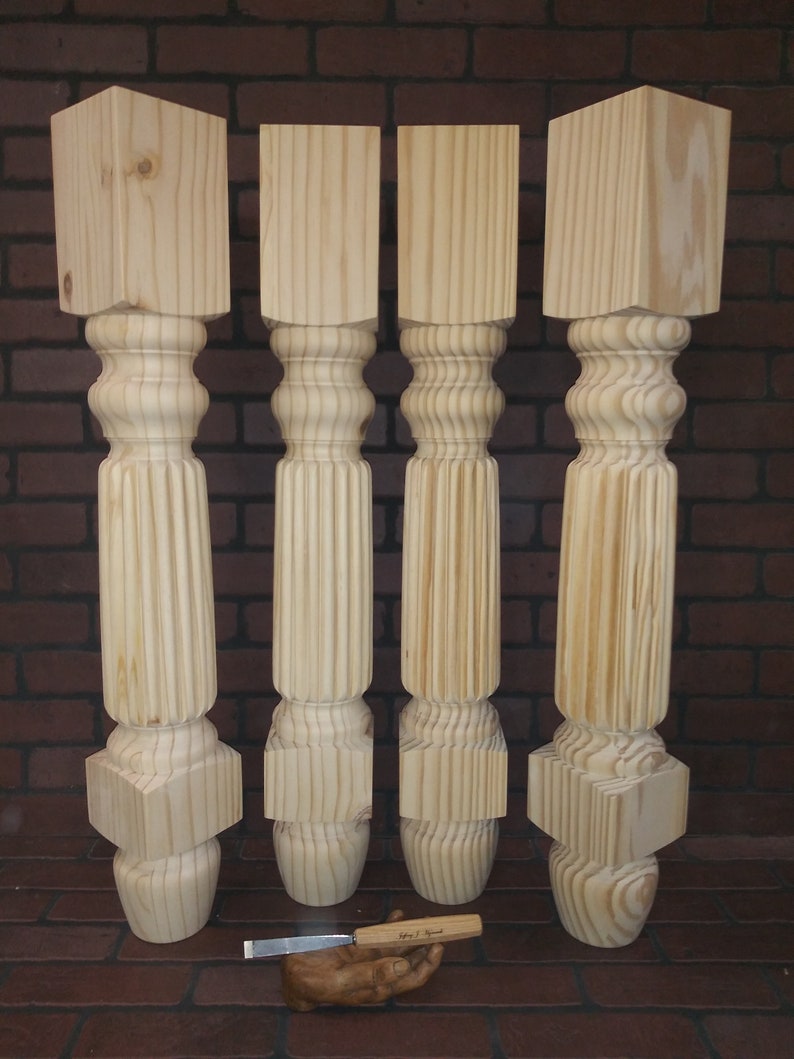 Genuine Hand Turned Reeded Island Table Legs 5 X 5 X 34 - Etsy
