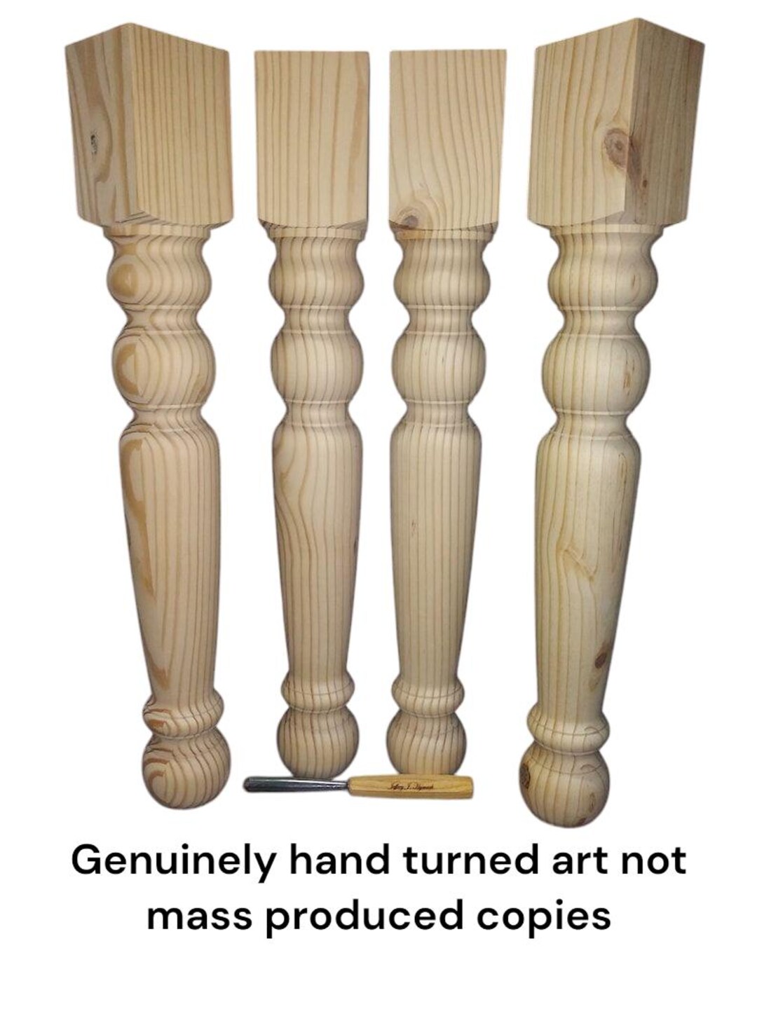 4 X 29" Genuine Hand Turned Hard Pine Ball Foot Dining Table Legs, Not ...