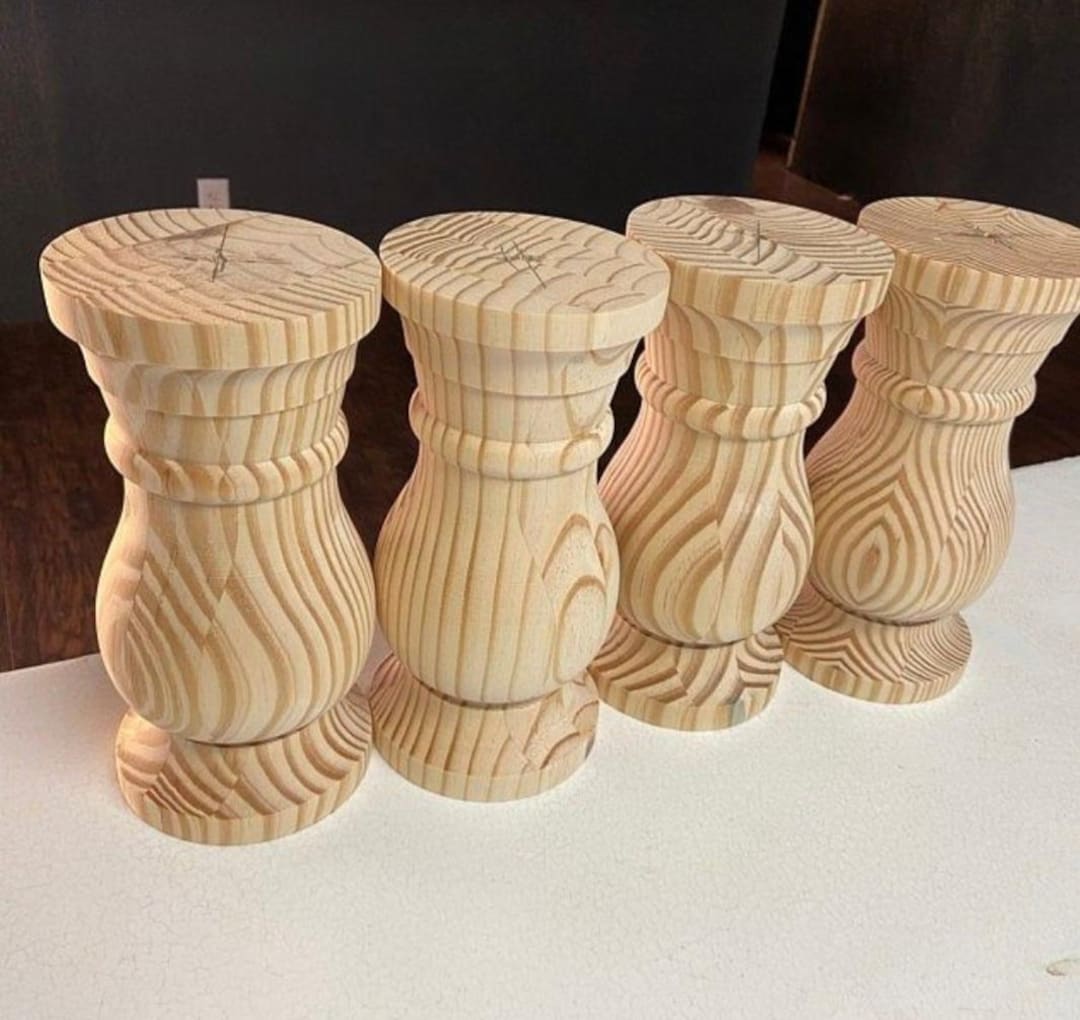 Chunky Balustrade Coffee Table Legs, Unfinished Wood Furniture Legs ...