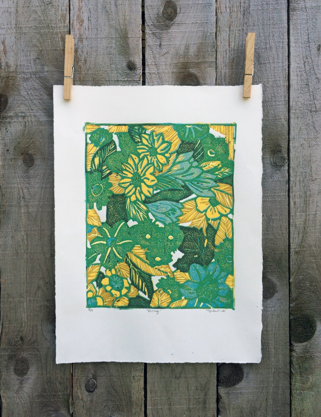 Foliage, Reductive Color Linocut Print, # 3/5, 9"x11" - Etsy