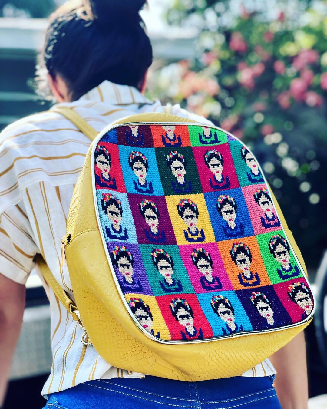 Frida Kahlo Cross-stitched Backpack, Artisanal Leather Bag - Etsy