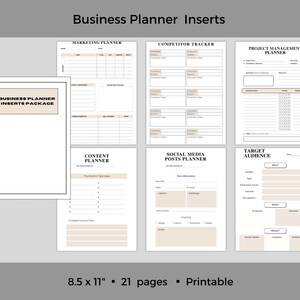 Business Planner Inserts, Printable Planner Inserts, Marketing Inserts ...