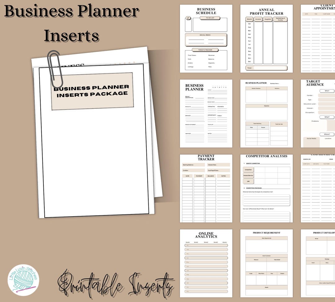 Business Planner Inserts, Printable Planner Inserts, Marketing Inserts ...