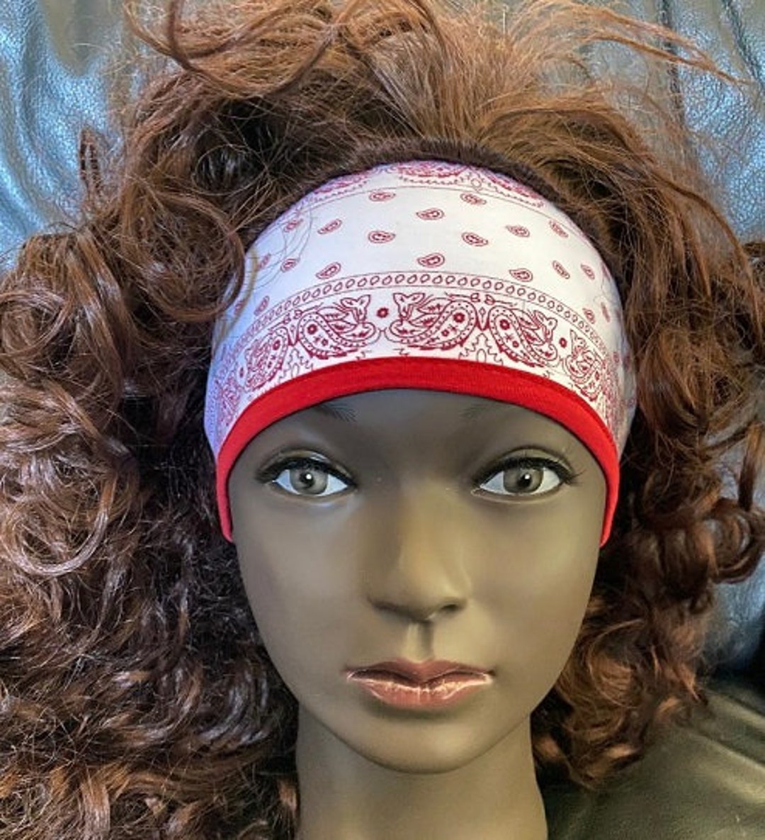 Red Reversible Hanky Bandana Polly Pony Headband - Etsy