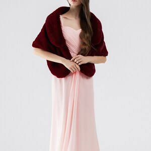 Red Faux Fur Wrap Scarlet Fur Shawl for Winter Bride - Etsy