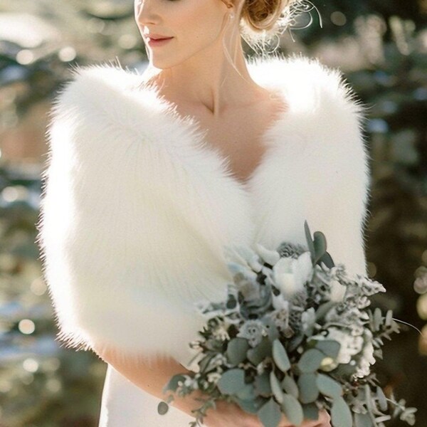 White Faux Fur Shawl - Etsy