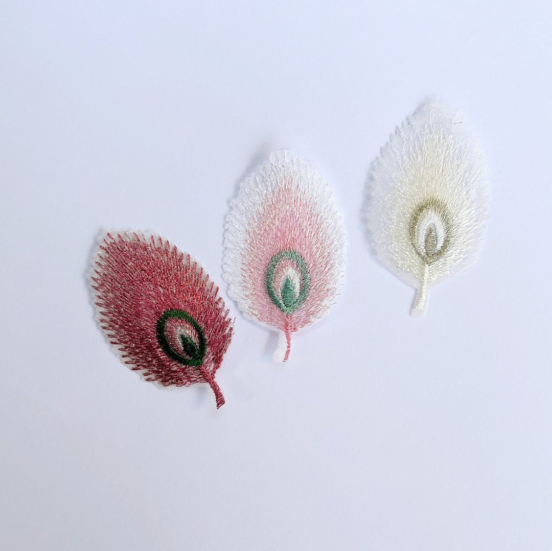 Peacock Feather Sew on 3D Embroidered Lace, Feather Embroidered Lace ...