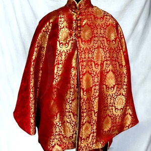 Short Silk Cloak, Medieval, Renaissance, Baroque Coat, Gothic Pilgrim ...