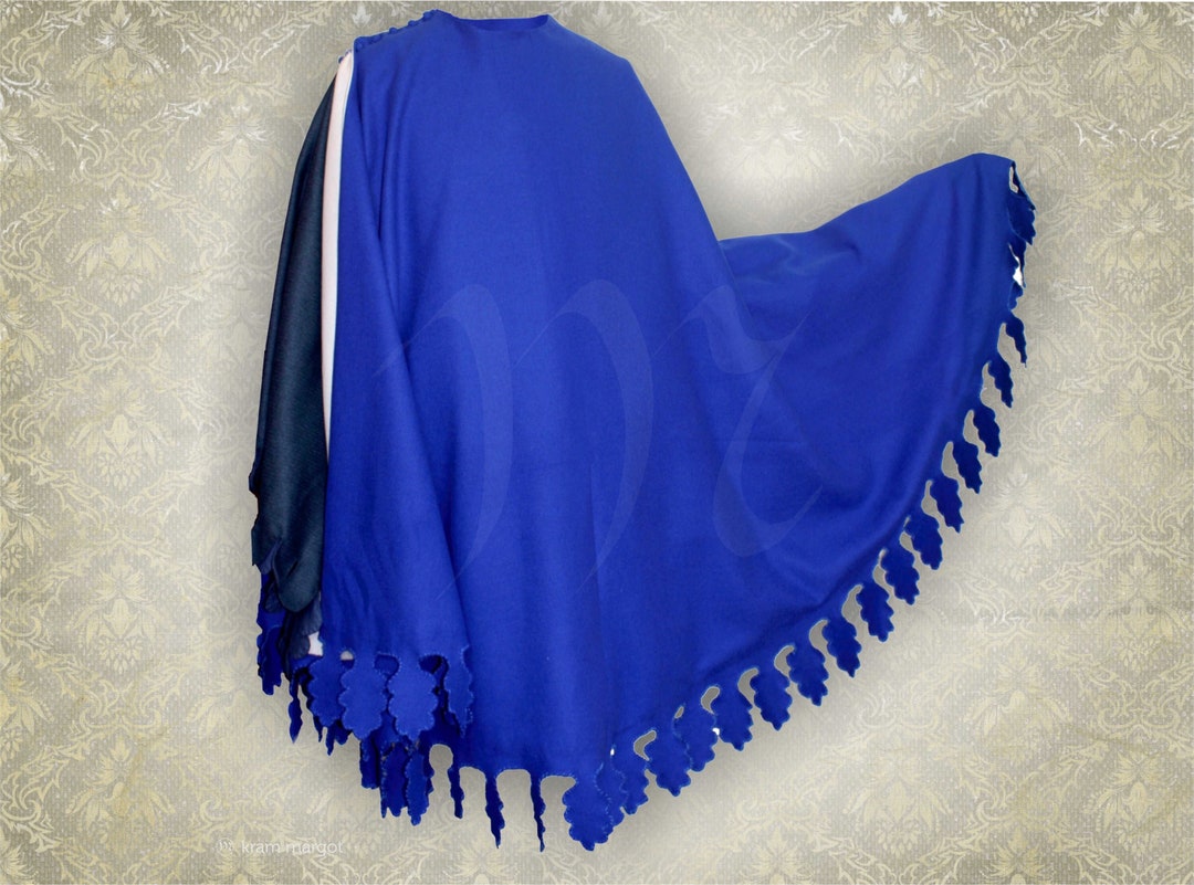 Short Wool Cloak With Cutout, Medieval Coat With Dagged Edge, Gothic ...