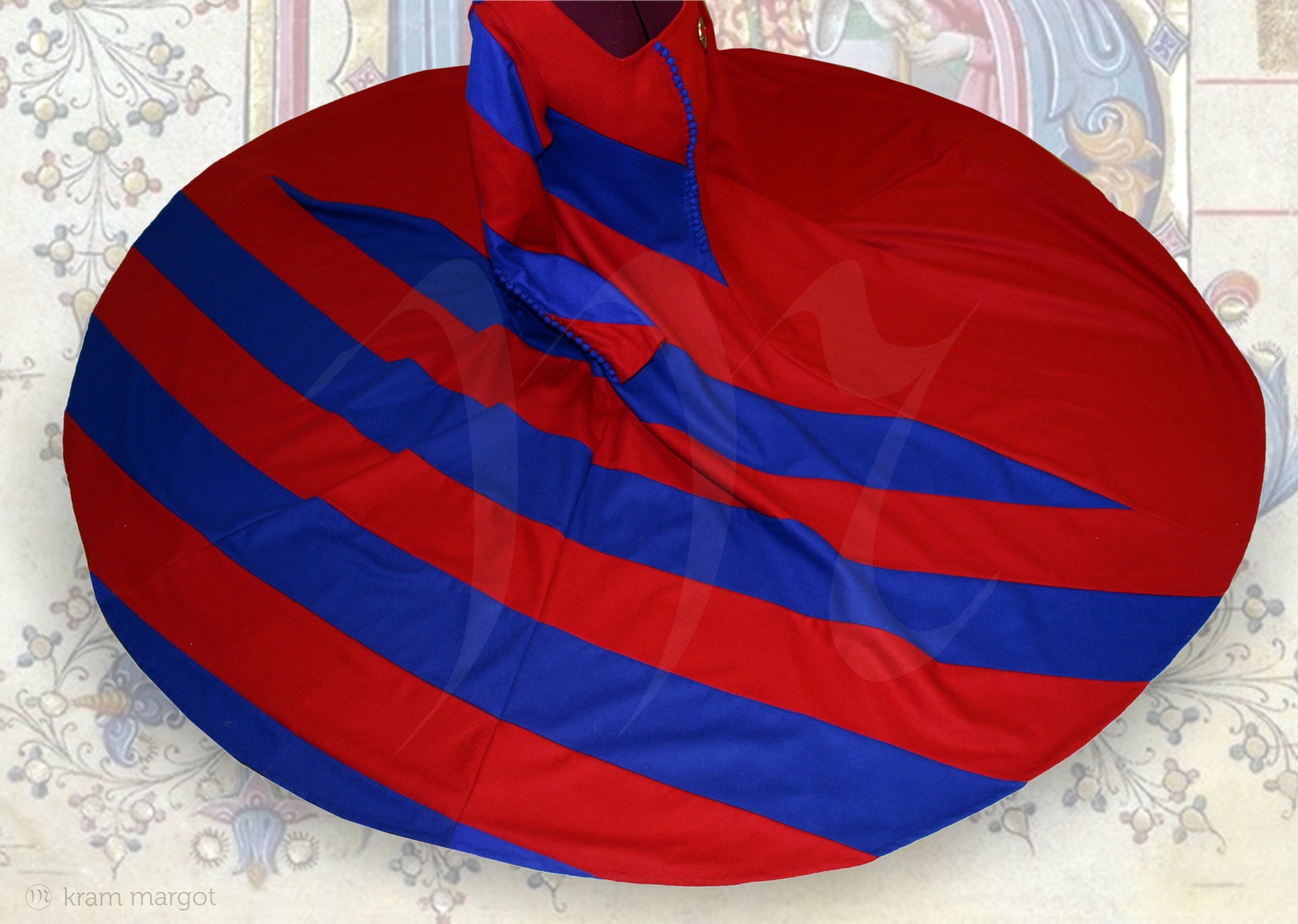 Striped Cotehardie, Gothic Woman, Heraldic Gown, Noble Lady's Kirtle ...