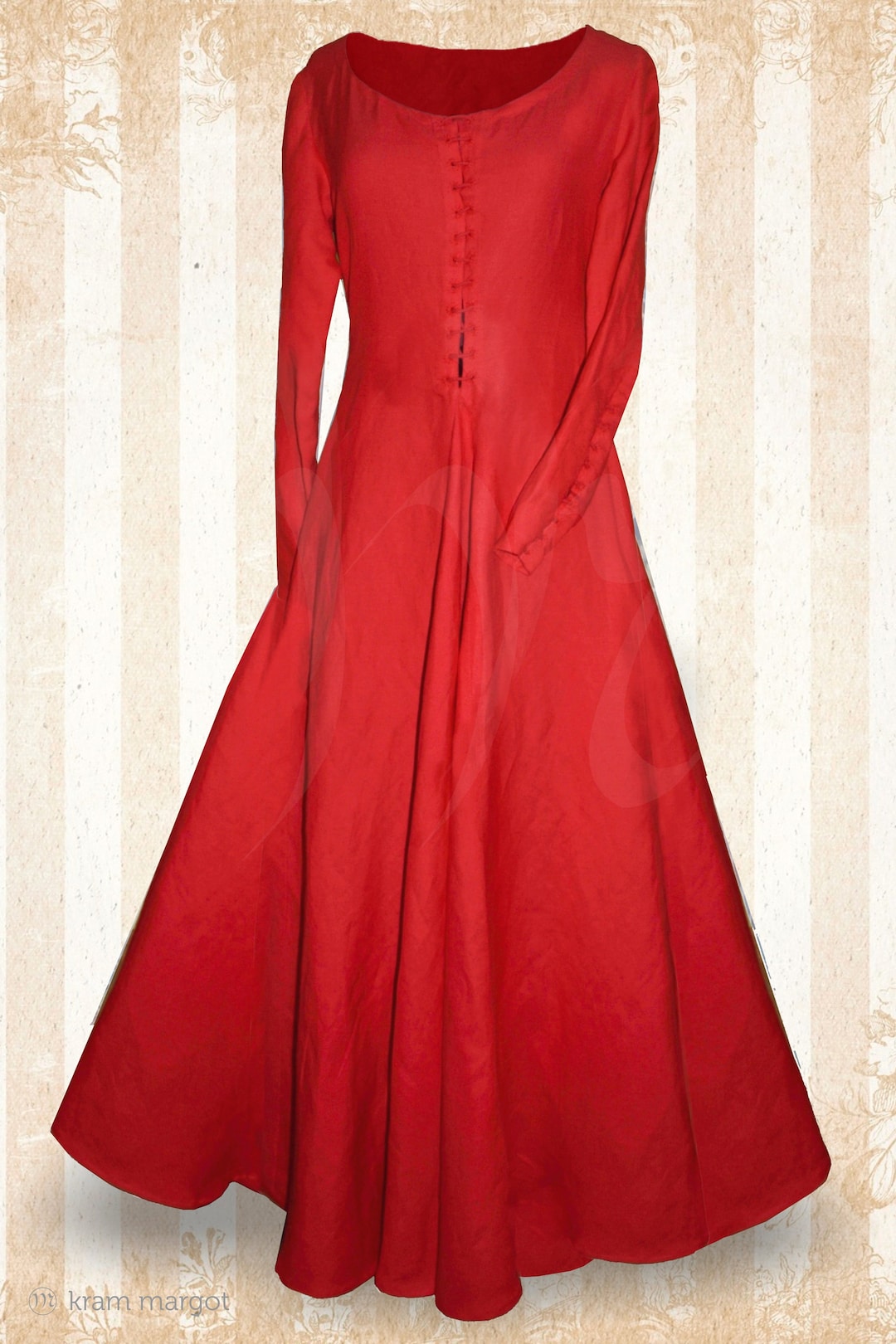 Cotte Simple, Medieval Linen Dress, Women's Gothic Cotte, Tied Kirtle ...