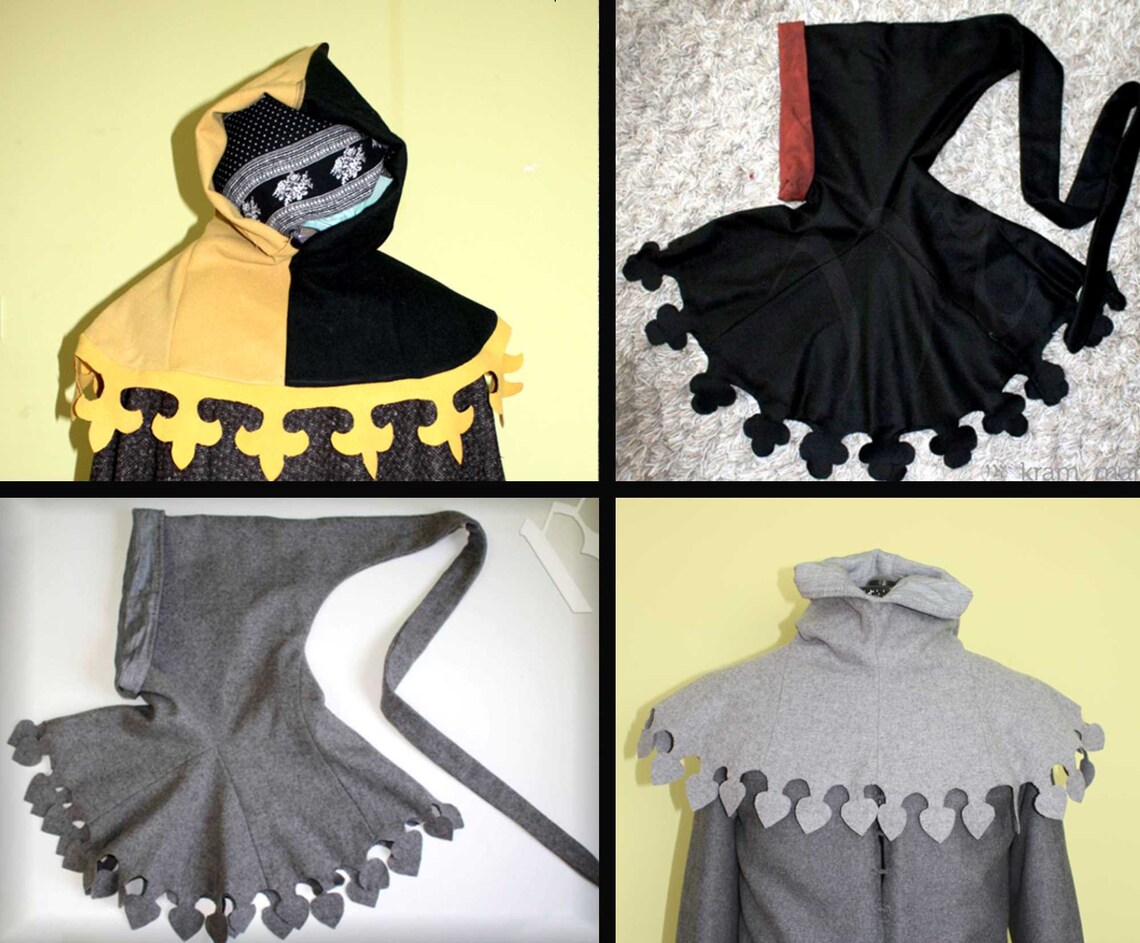 Hood With a Long Tail and Cutout, Medieval Hood With a Dagged Edge ...