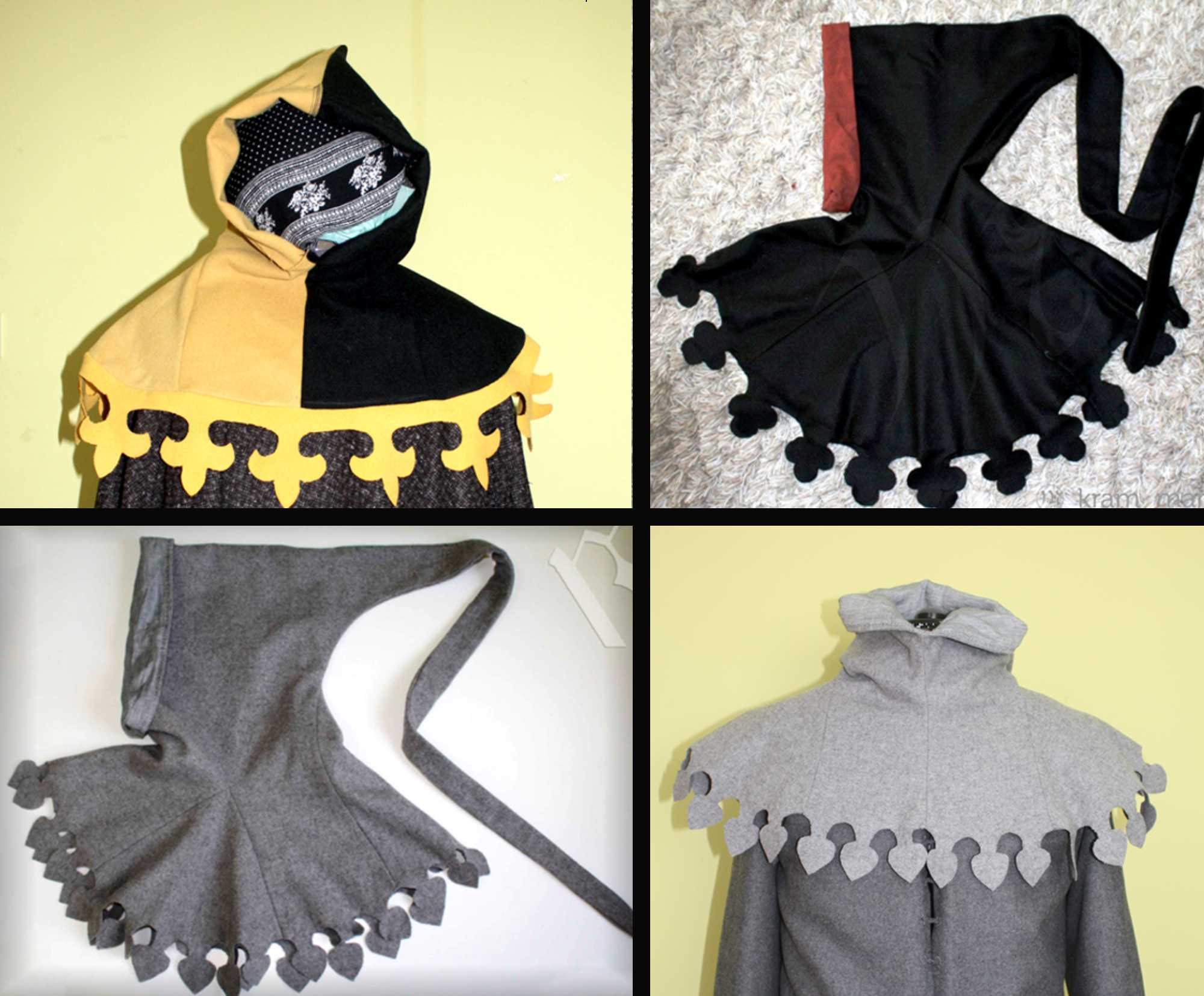 Hood With a Long Tail and Cutout, Medieval Hood With a Dagged Edge ...