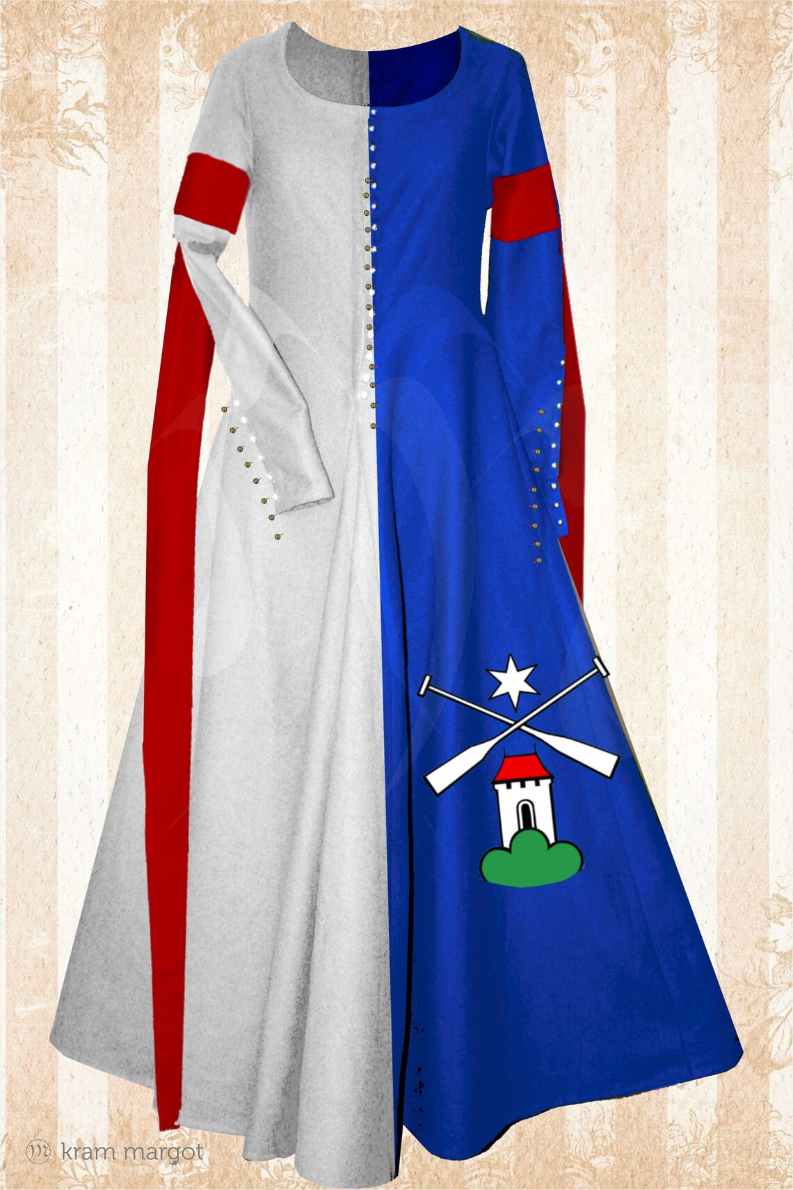 Medieval Heraldic Cotehardie Gown, Custom Court Dress - Etsy