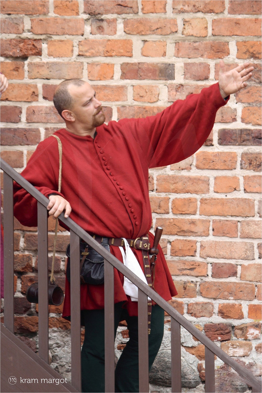 Robe, Medieval Male Gown, Short Wool Dress for Men, Tailor-made Working ...