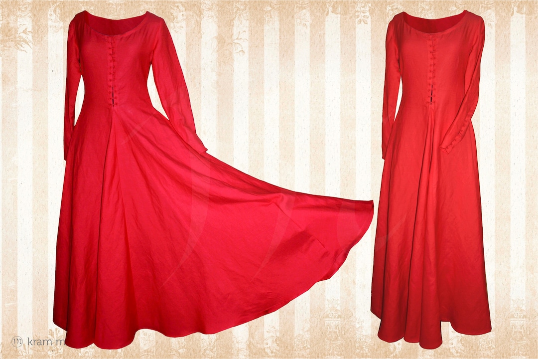 Cotte Simple, Medieval Linen Dress, Women's Gothic Cotte, Tied Kirtle ...