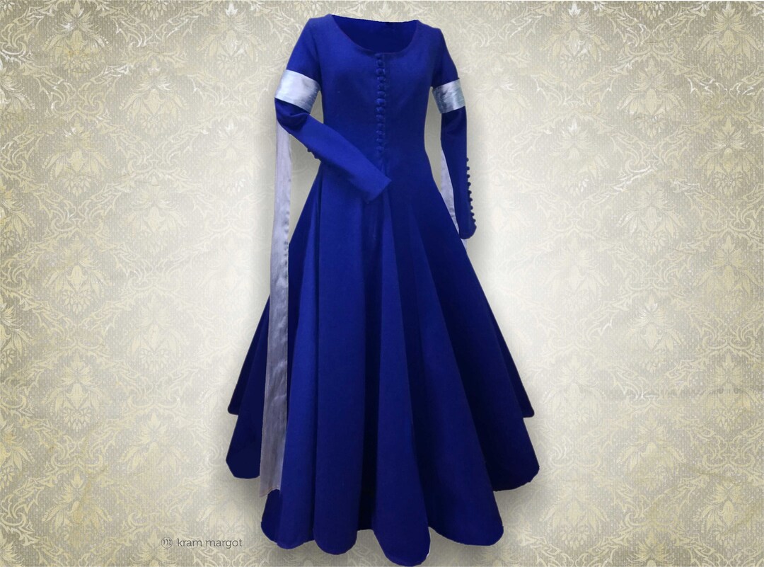 Wool Cotehardie Dress With Tippets, Medieval Gown - Etsy