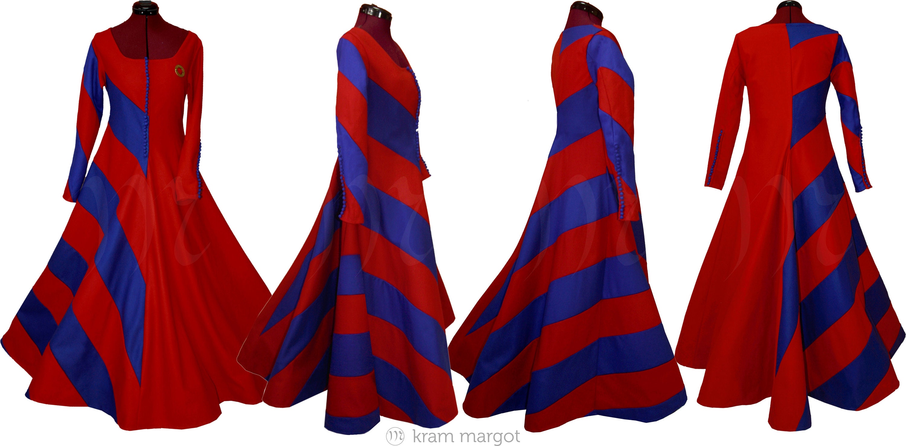 Striped Cotehardie Gothic Woman Heraldic Gown Noble - Etsy