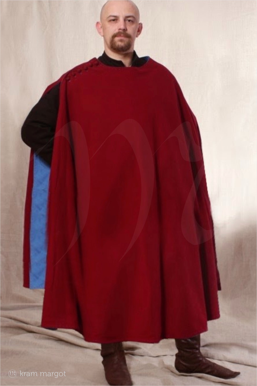 Long Wool Cloak, Medieval Coat, Gothic Pilgrim Cape, 13th-15th ...