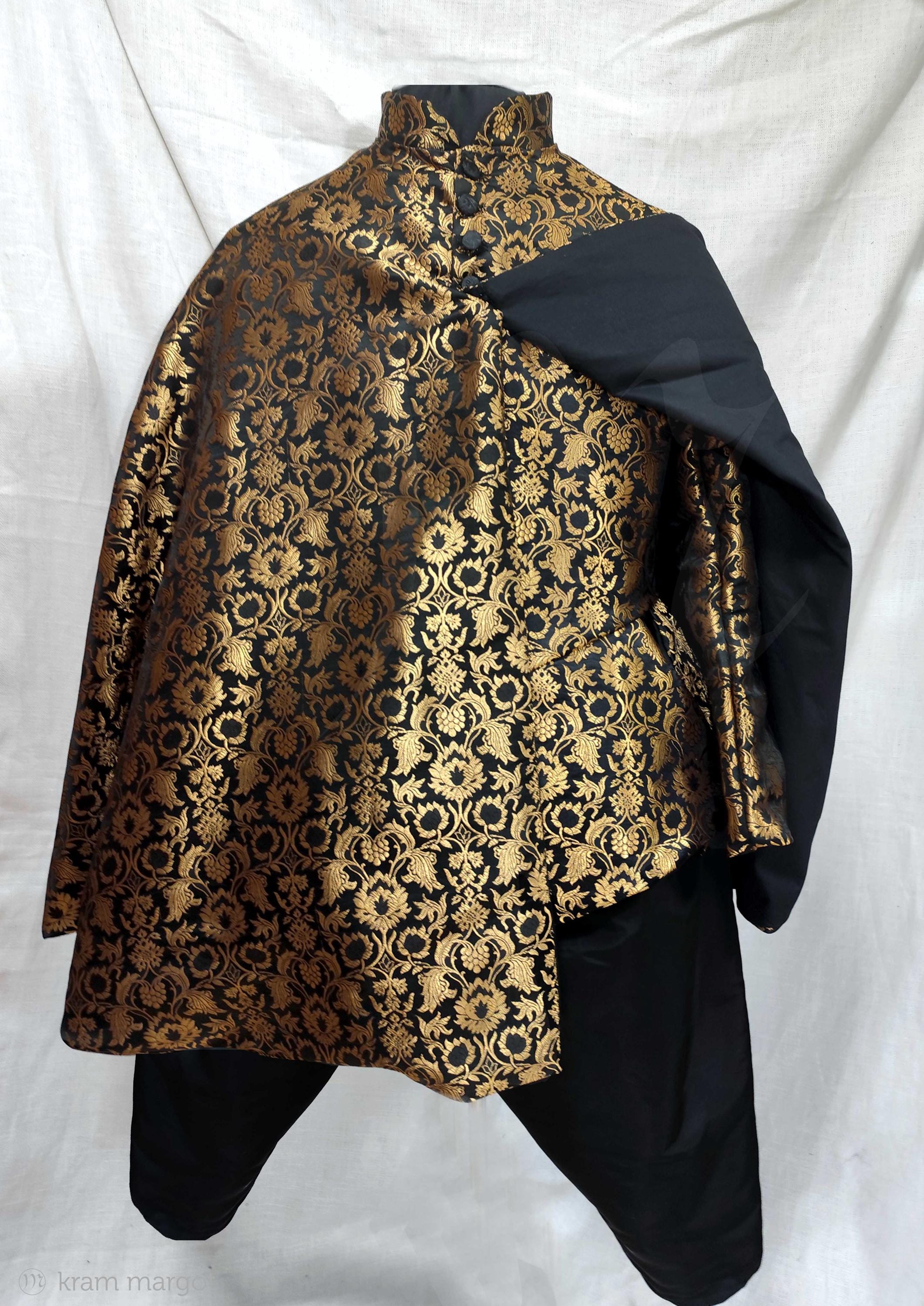 Short Silk Cloak, Medieval, Renaissance, Baroque Coat, Gothic Pilgrim ...