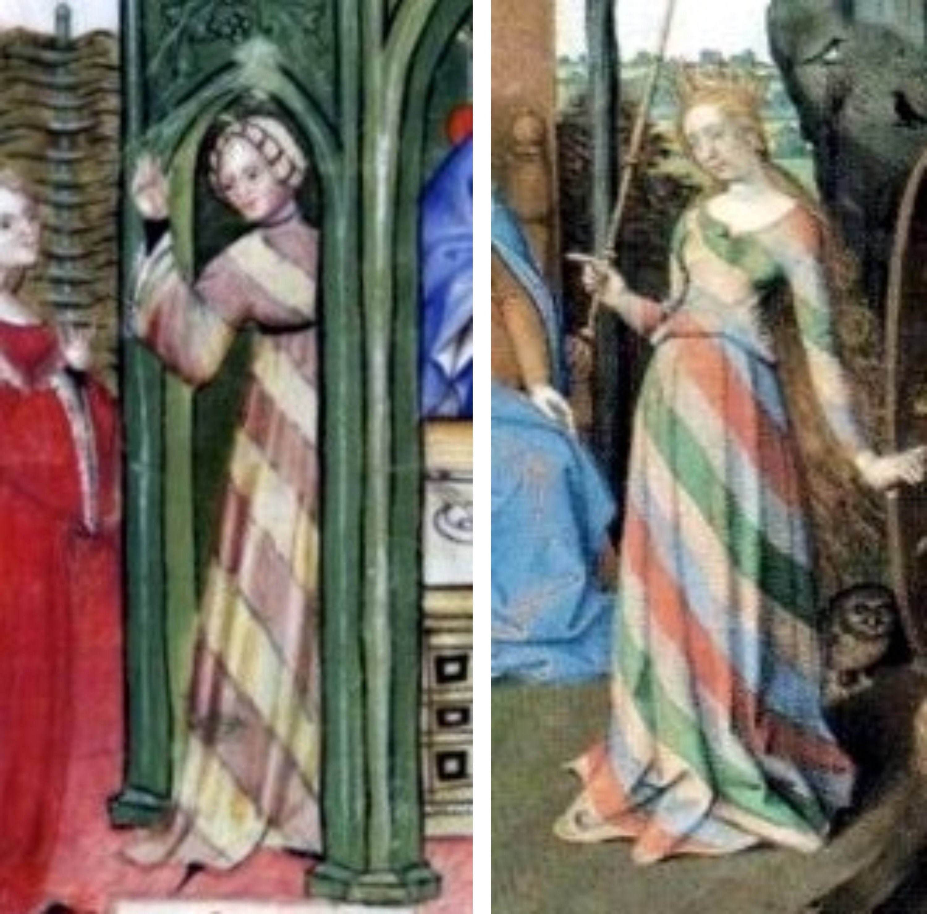 Striped Cotehardie, Gothic Woman, Heraldic Gown, Noble Lady's Kirtle ...