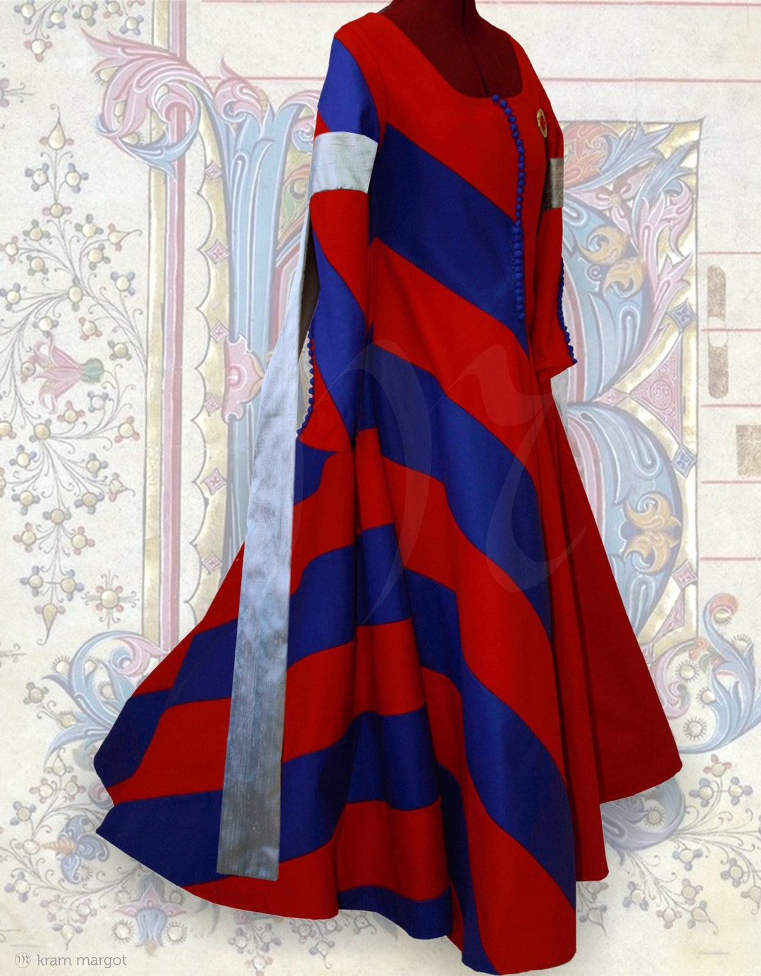 Medieval Cote-hardie With Tippets Court Gothic Dress Noble - Etsy