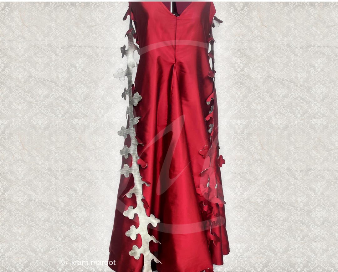 Cotehardie With Tippets. Pure Silk Dress. Court Gothic Dress. Noble ...