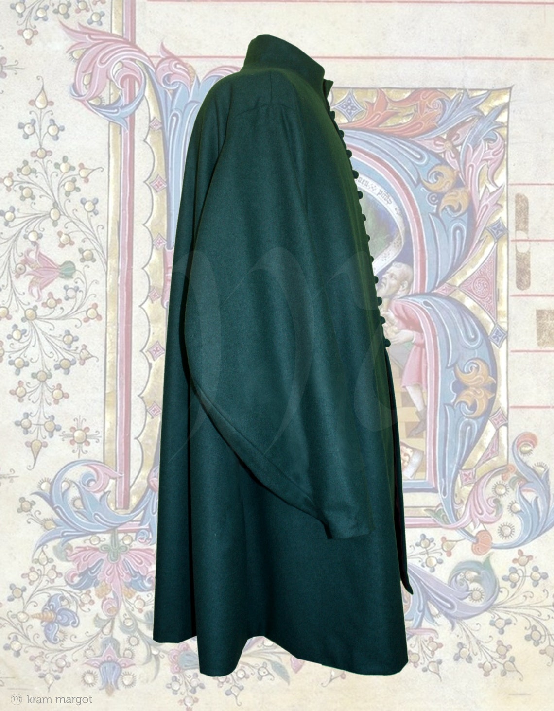 Robe Medieval Male Gown Short Wool Dress for Men Working - Etsy