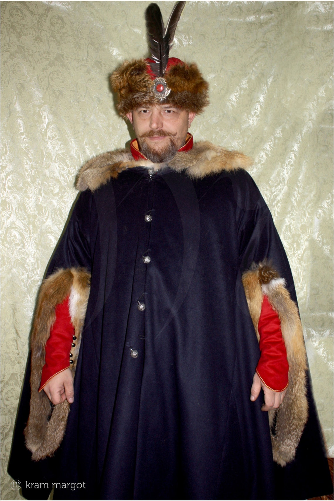 Delia, Custom-made Overcoat, Woolen Noble Cloak With Natural Fur ...