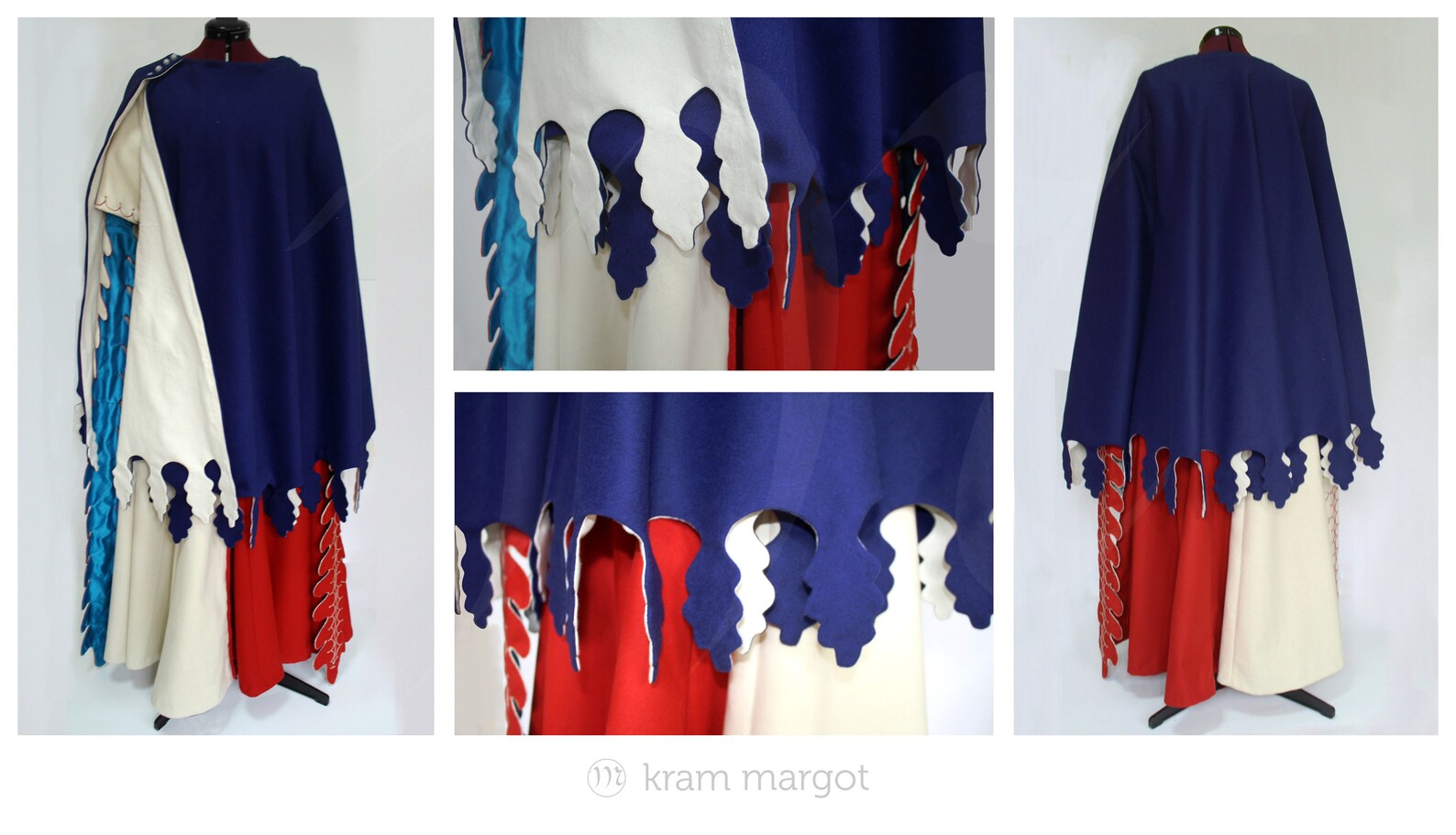 Short Wool Medieval Cloak, Dagged Edge Noble Cape - Etsy