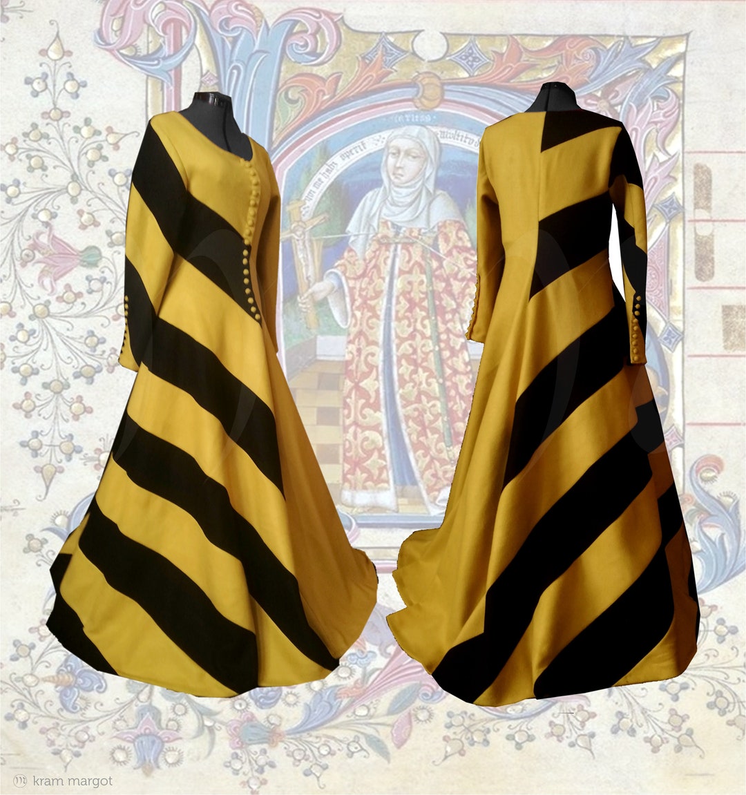 Striped Cotehardie, Gothic Woman, Heraldic Gown, Noble Lady's Kirtle ...