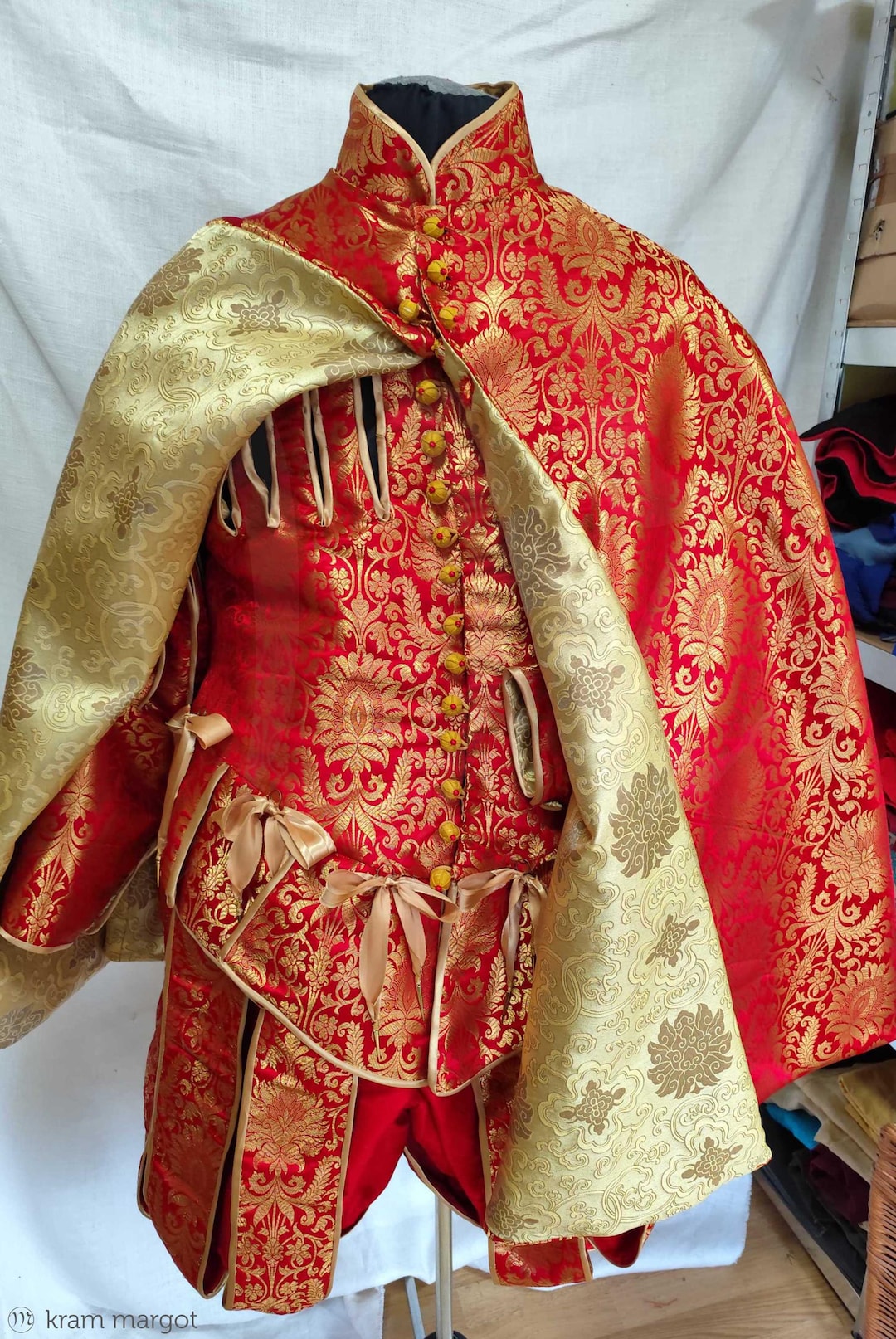 Short Silk Cloak, Medieval, Renaissance, Baroque Coat, Gothic Pilgrim ...