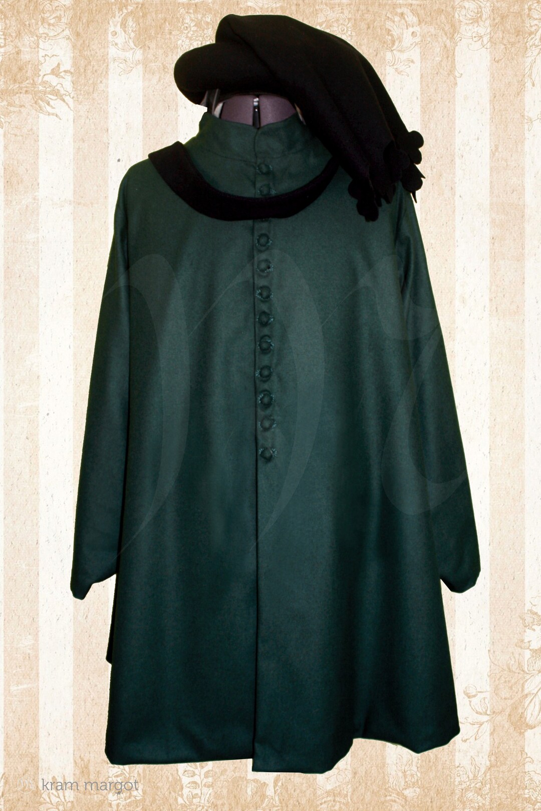 Robe, Medieval Male Gown, Short Wool Dress for Men, Tailor-made Working ...