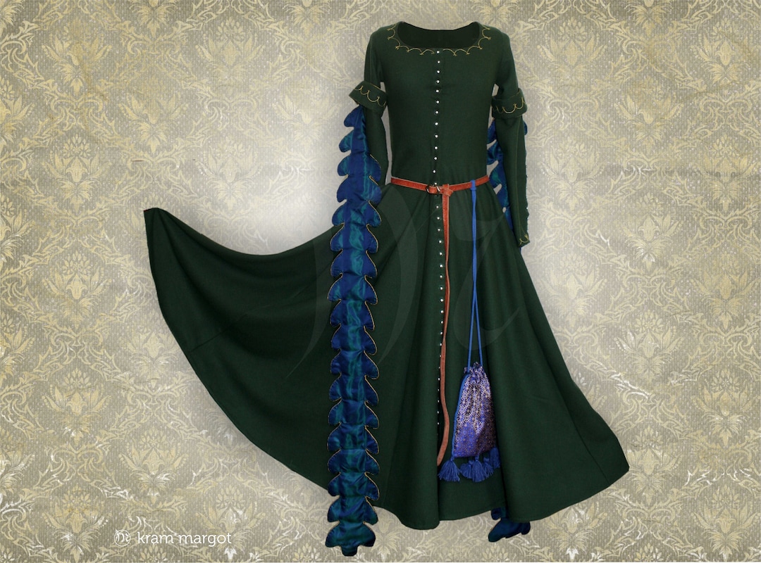 Cotehardie With Tippets, Court Gothic Dress; Noble Lady's Kirtle ...