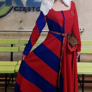 Striped Cotehardie, Gothic Woman, Heraldic Gown, Noble Lady's Kirtle ...