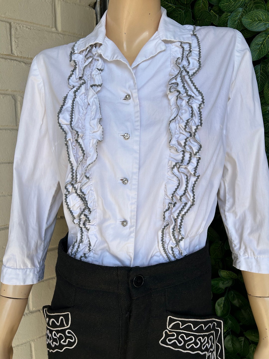 Vintage Cotton Frill Front Shirt - Etsy