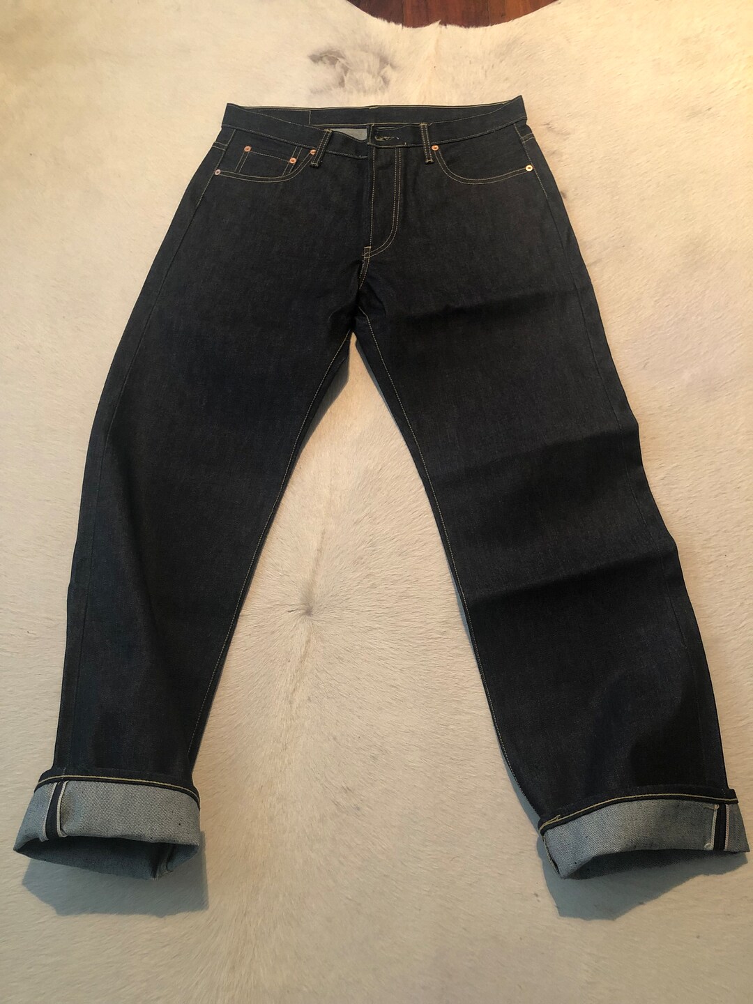 Shrink to Fit Raw Denim Selvedge Jeans - Etsy UK
