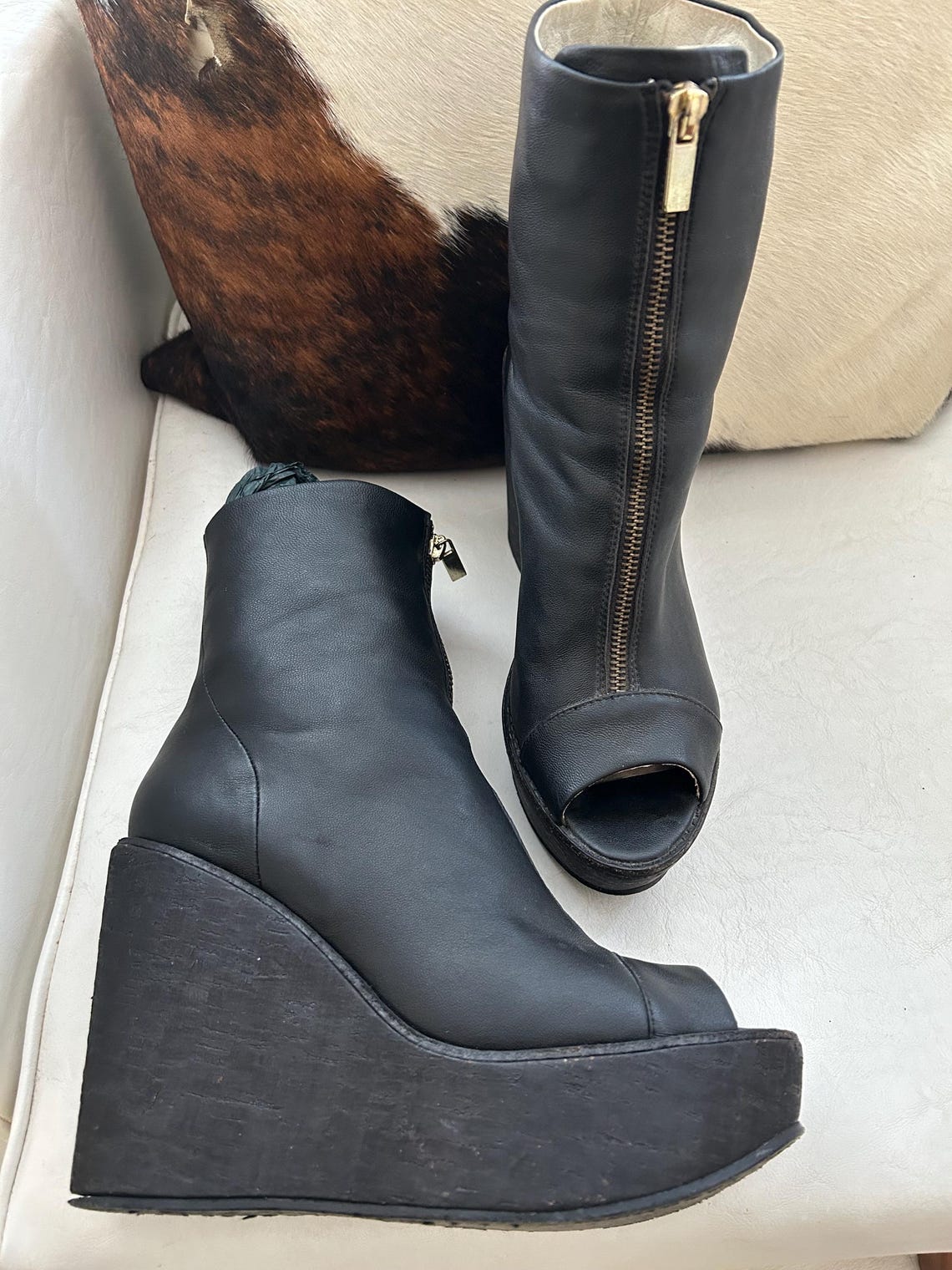 Beau Coops Zip up Leather Platform Boots - Etsy