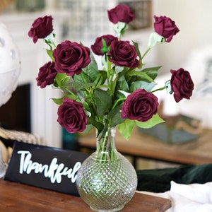 Cranberry Red Real Touch Roses Silk Artificial Flowers ‘petals Feel and ...