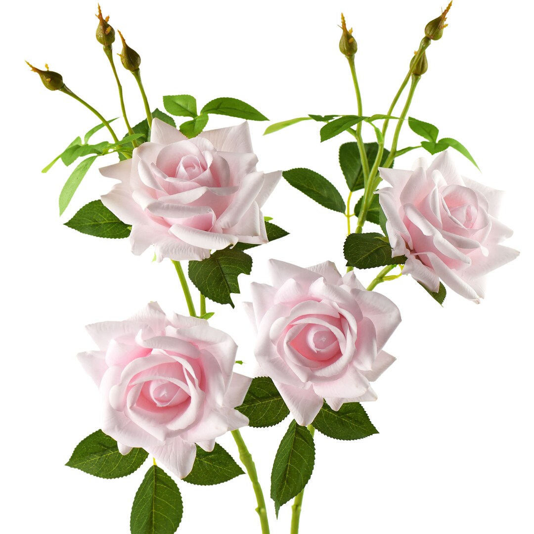 Fiveseasonstuff Light Pink Real Touch Garden Rose Artificial Flowers ...