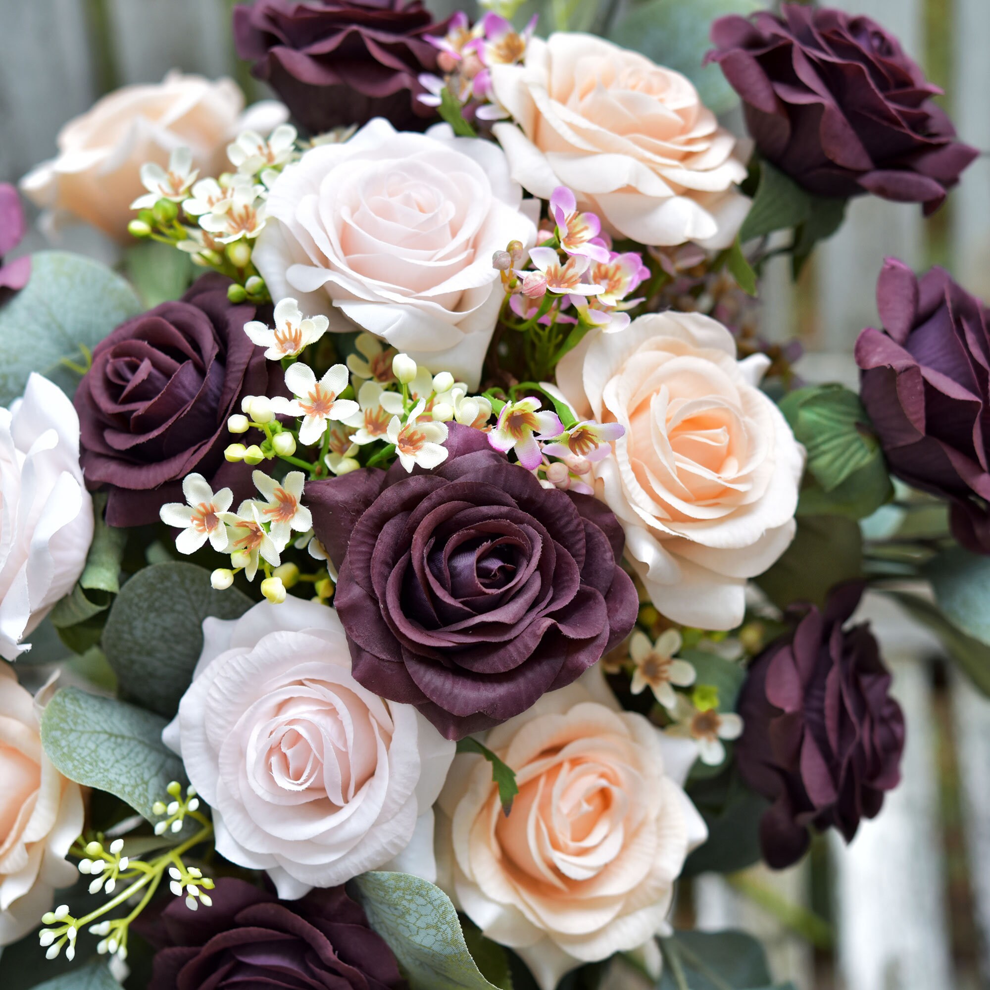 10 Stems Real Touch Burgundy Roses Silk Artificial Flowers | Etsy