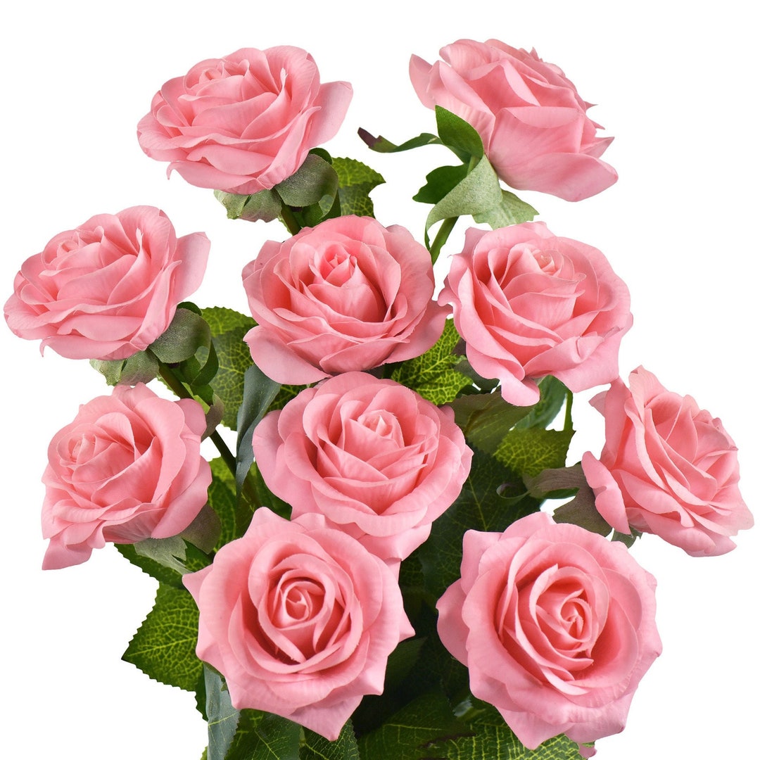 Pink Real Touch Roses Silk Artificial Flowers ‘petals Feel and Look ...