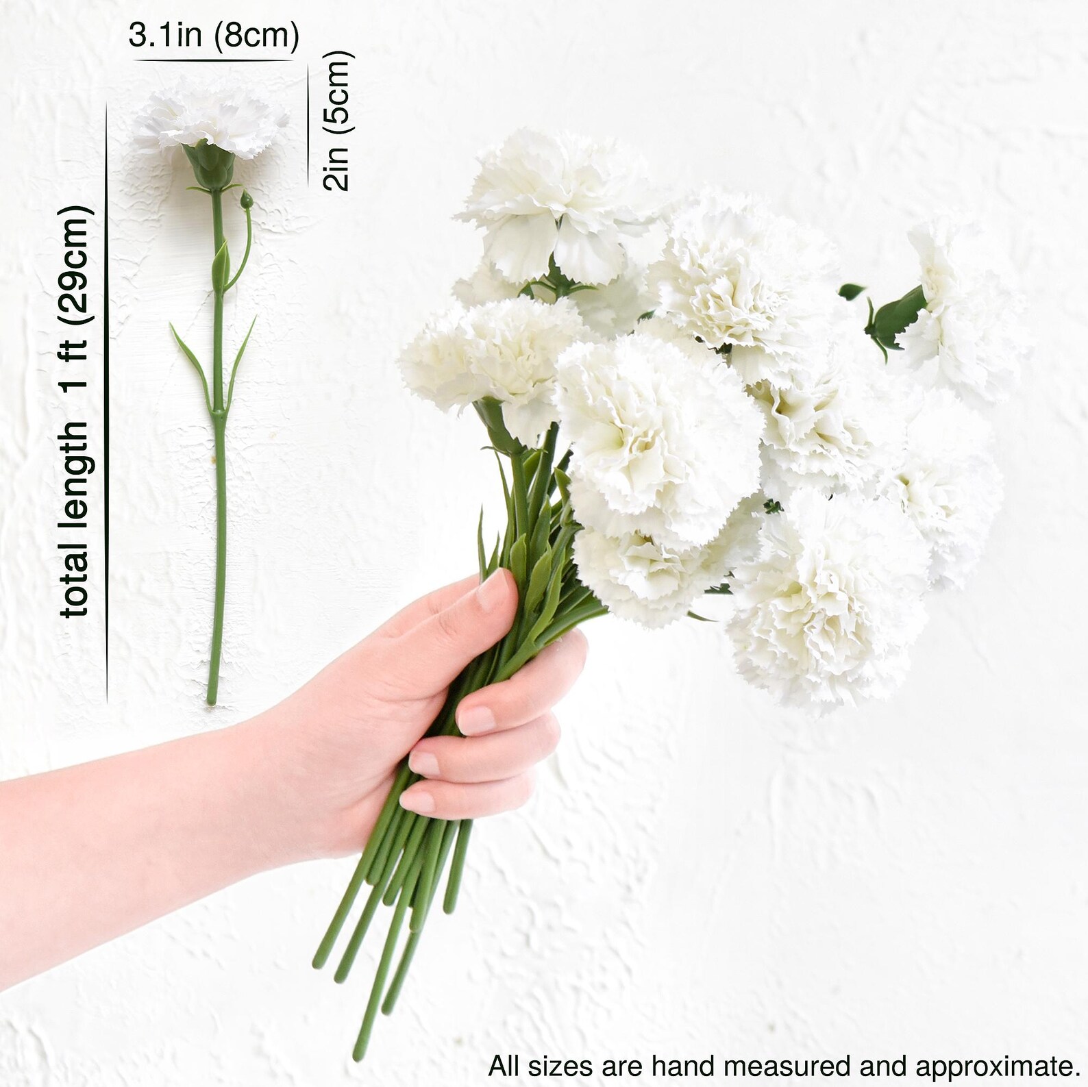 Ivory White Faux Carnation Flower - Realistic Silk Wedding Decor (1 Ft ...