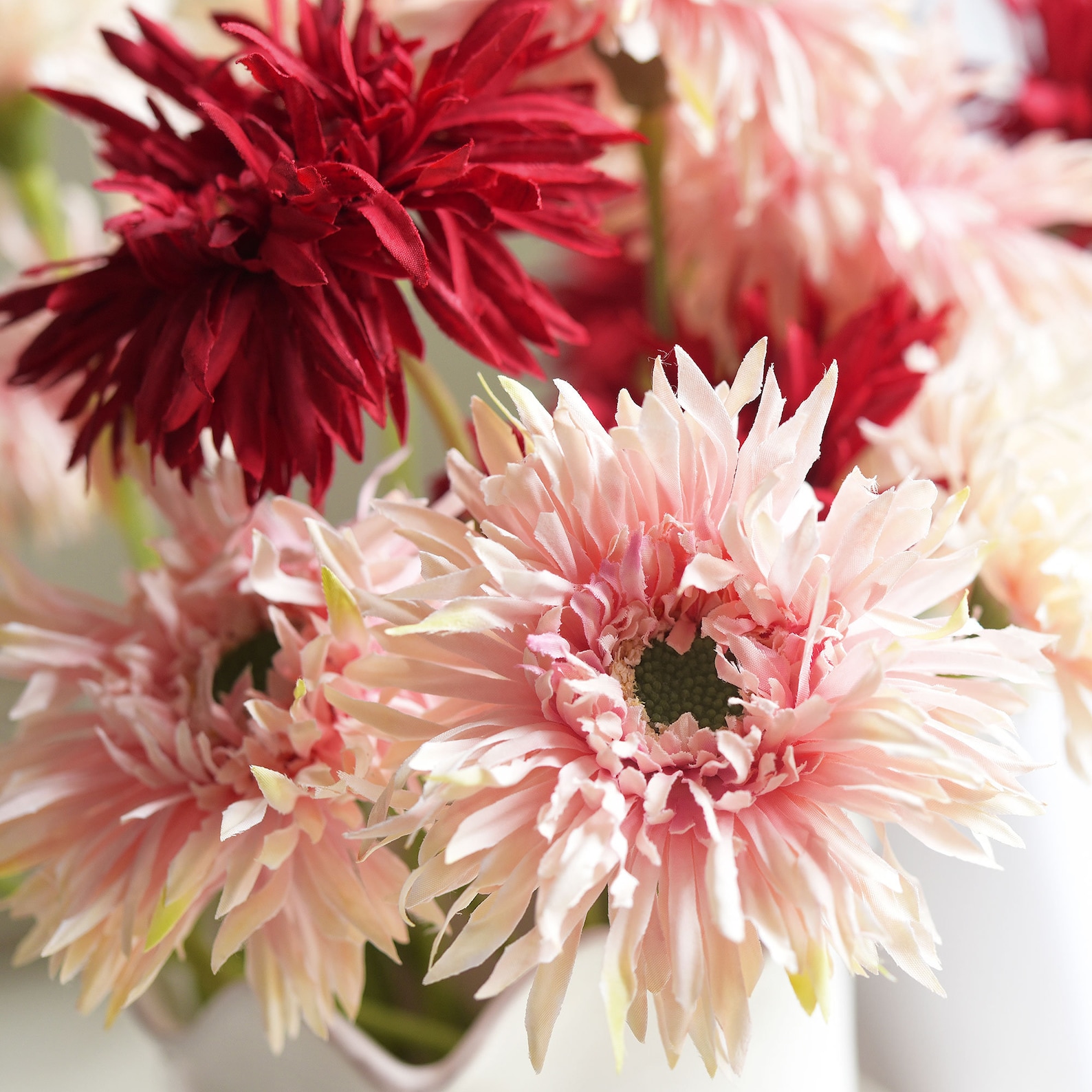 Faded Red Mix Spider Gerbera Daisies Silk Flowers Real Looking ...