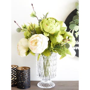 Vintage Peonies in Cream, Beige, and Moss Green – Silk Artificial ...