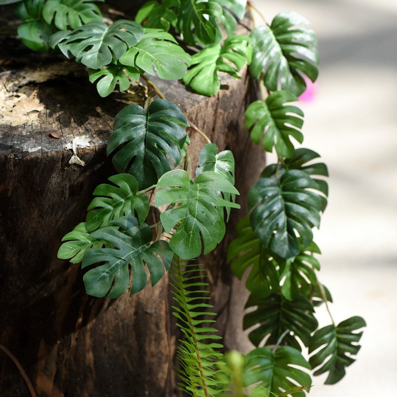 Fiveseasonstuff 2 Pcs Mini Monstera Leaves Garland Artificial | Etsy