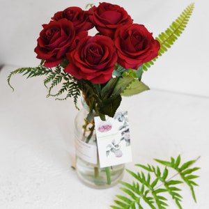 Dark Red Real Touch Roses Silk Artificial Flowers petals Feel and Look ...