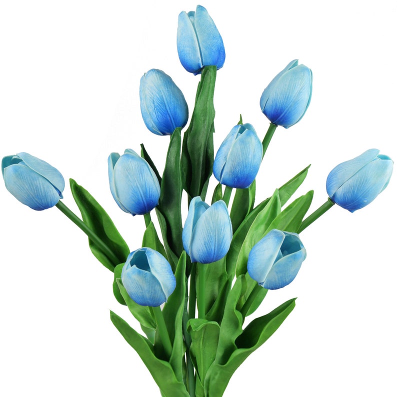 Fiveseasonstuff 10 Stems of blue Real Touch Tulip Artificial - Etsy
