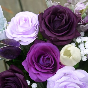 10 Stems Real Touch Plum Purple Roses Silk Artificial Flowers - Etsy